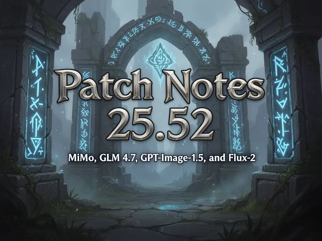 Patch Notes 25.52 - MiMo, GLM 4.7, GPT-Image-1.5, and Flu...