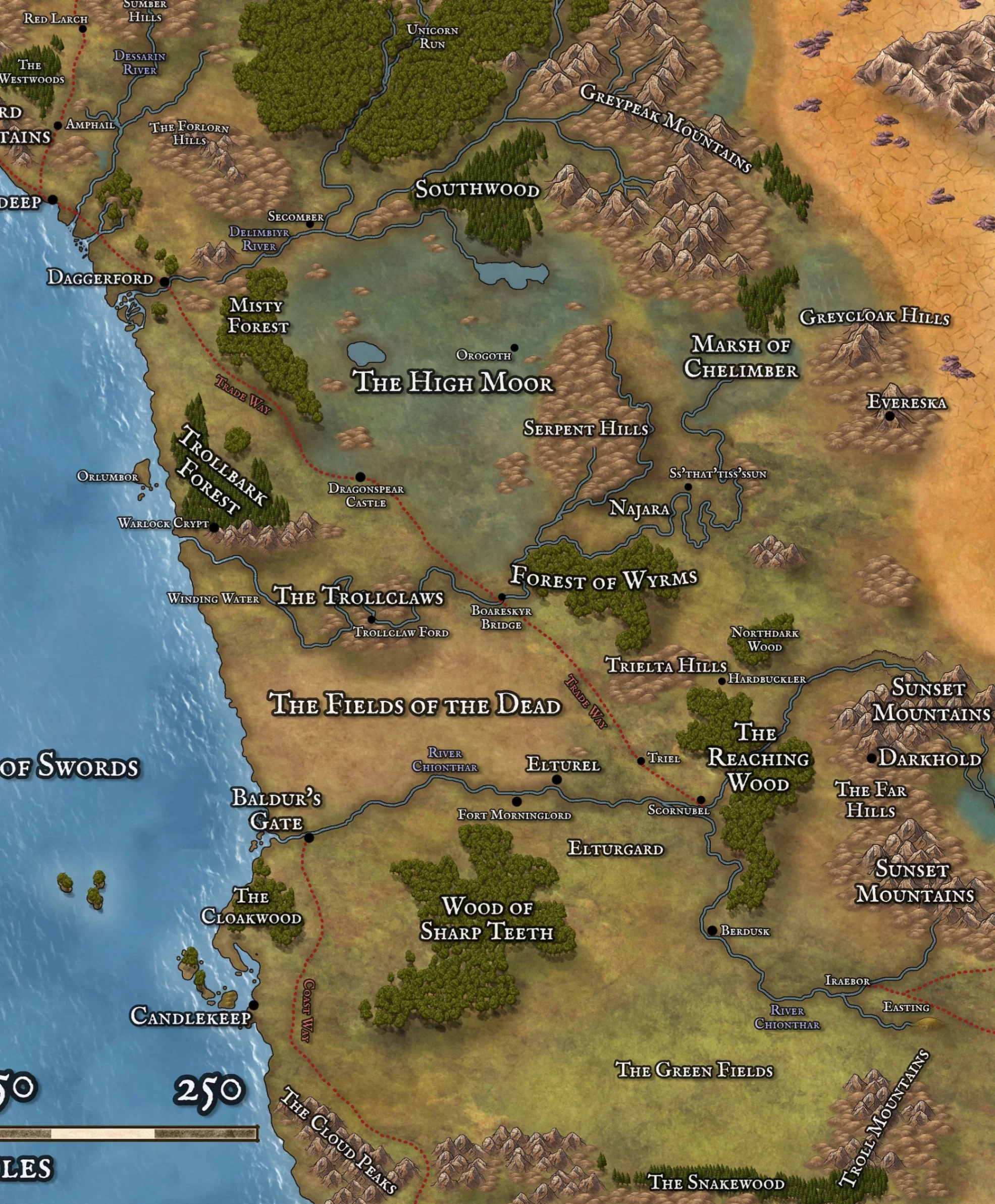 Areas in Forgotten Relms Sword Coast | AI Tabletop RPG World